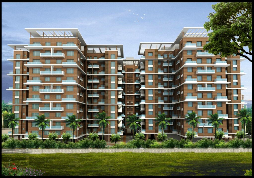 Exterior 3D view of a Multistoreyed Residential Apartment
